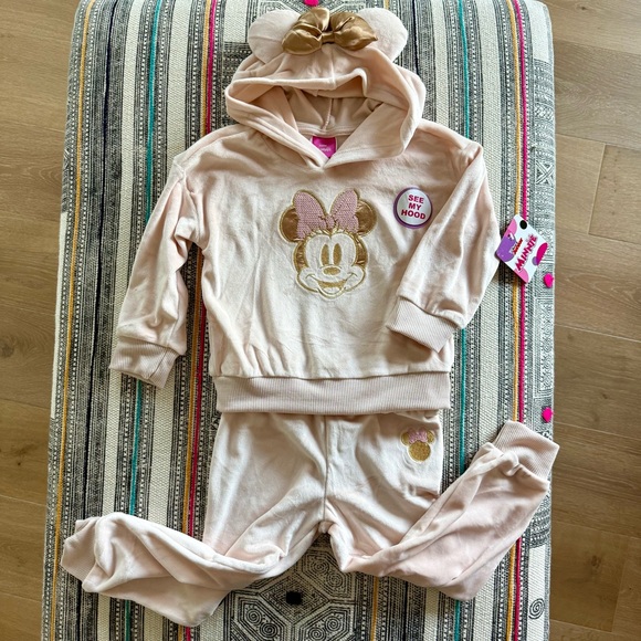 Disney | Matching Sets | Disney Minnie Mouse Pink Velour Hoodie And ...